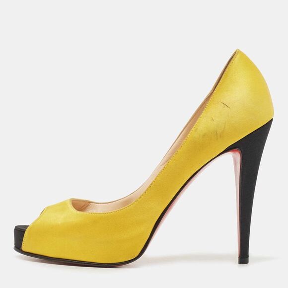 Christian Louboutin | Shoes | Christian Louboutin Yellow Satin Flo ...